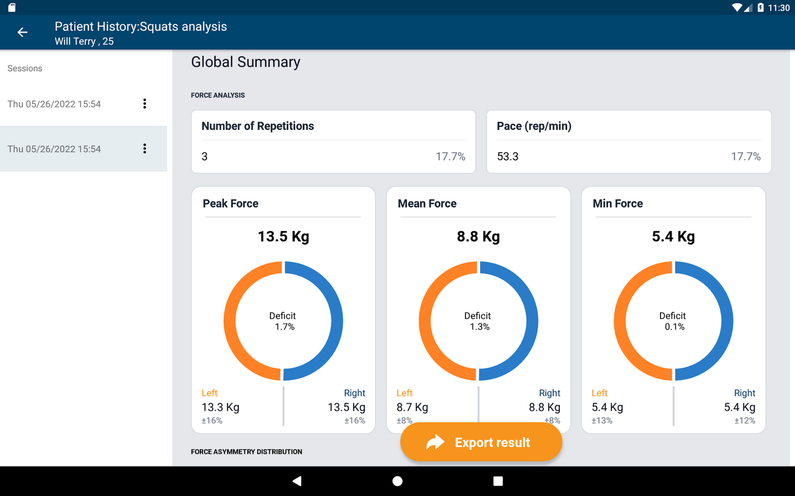 KINVENT KFORCE Physio App | Mobile Application | JLW Instruments