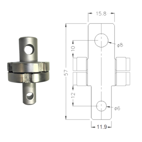 Clevis Adapter, Male 5/8" Eye End to Male Instron Type Om - JLW